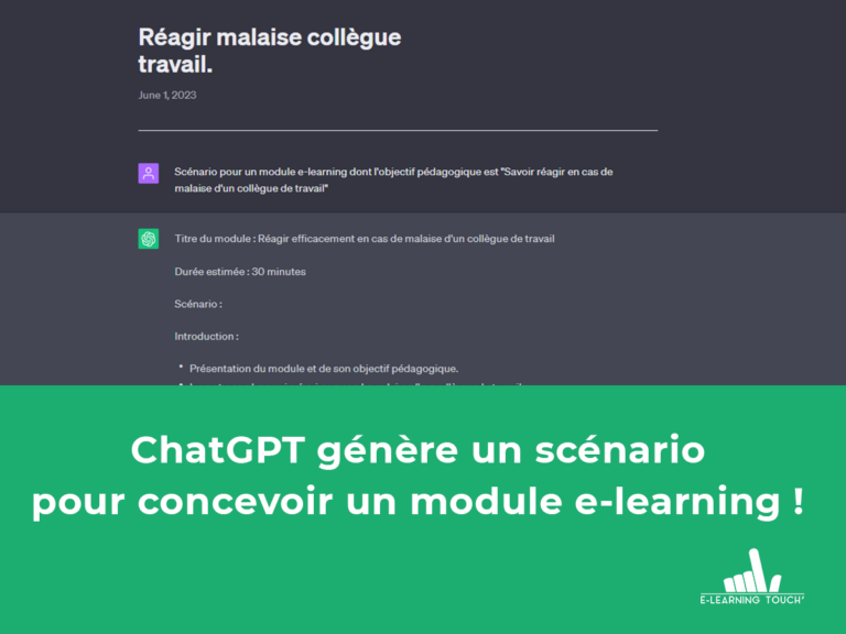 ChatGPT génère un scénario pour concevoir un module e-learning